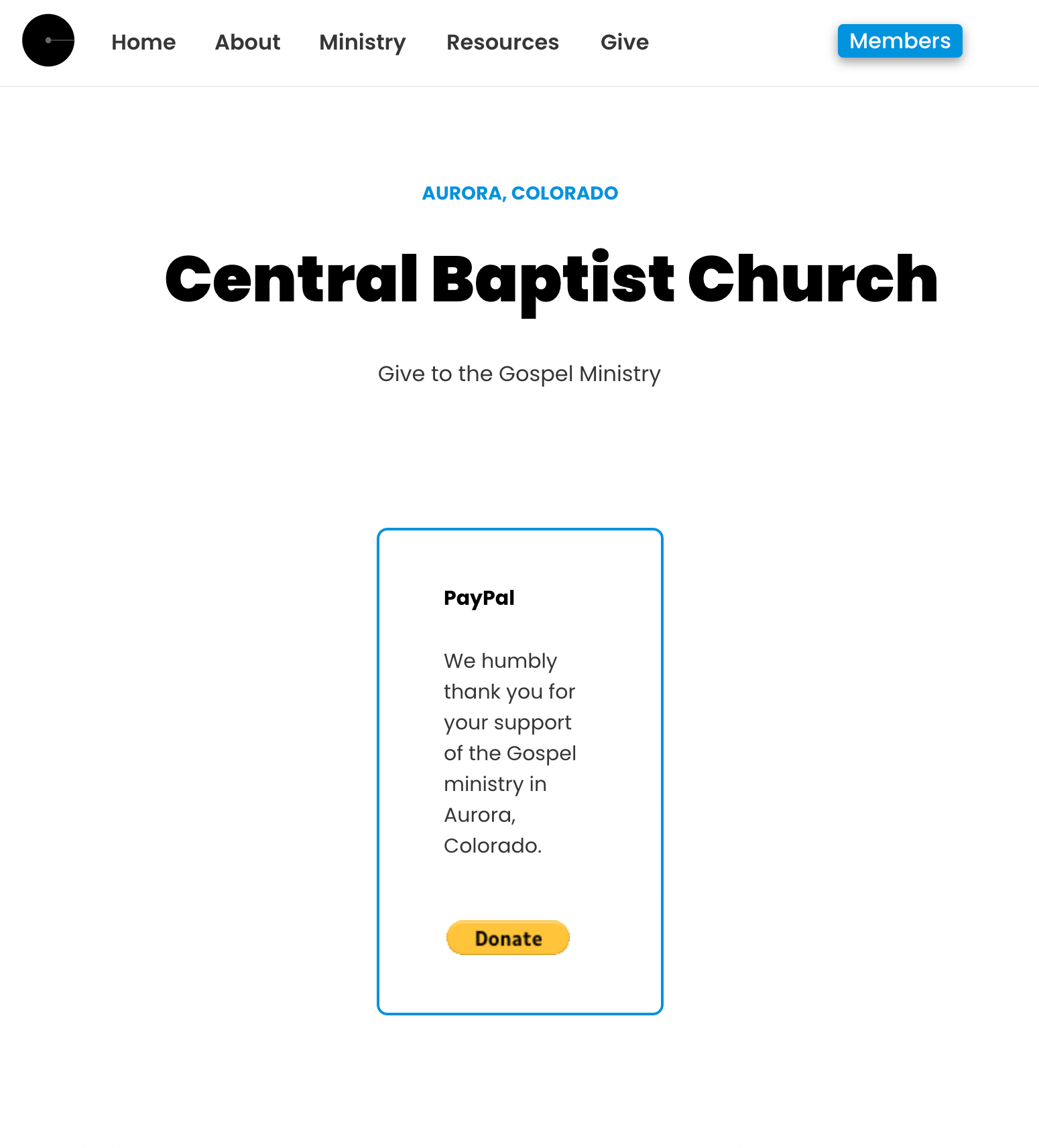 Southern Baptist | Central Baptist Church | Give